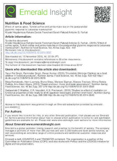 (PDF) Effect of sumac spice, Turkish coffee and yerba mate tea on the ...
