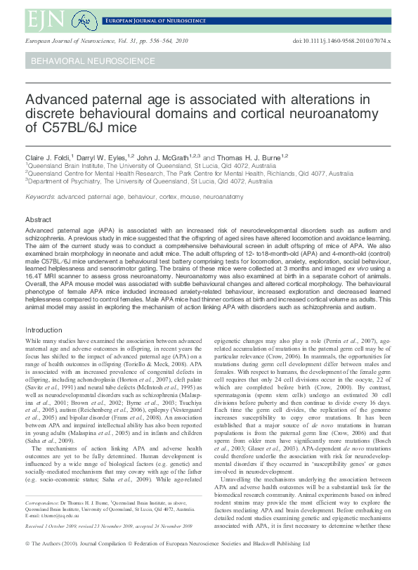 (PDF) Advanced paternal age is associated with alterations in discrete ...