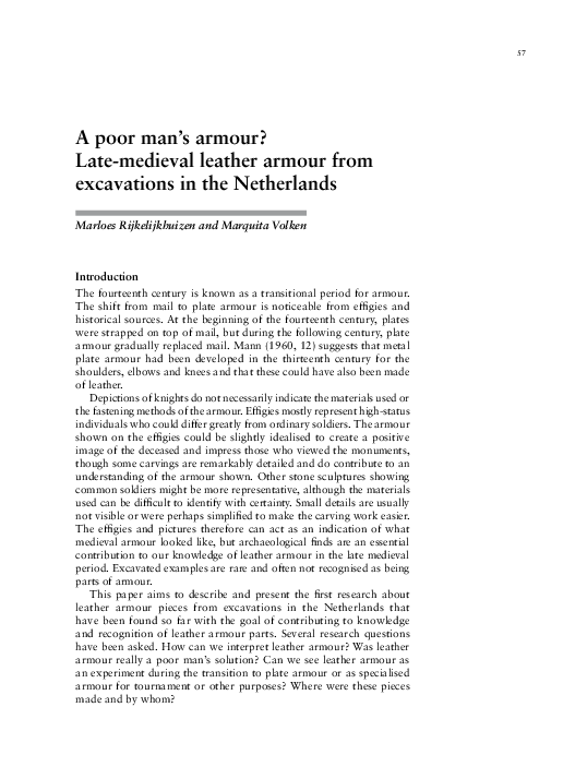 (PDF) A poor man's armour? Late-medieval leather armour from ...