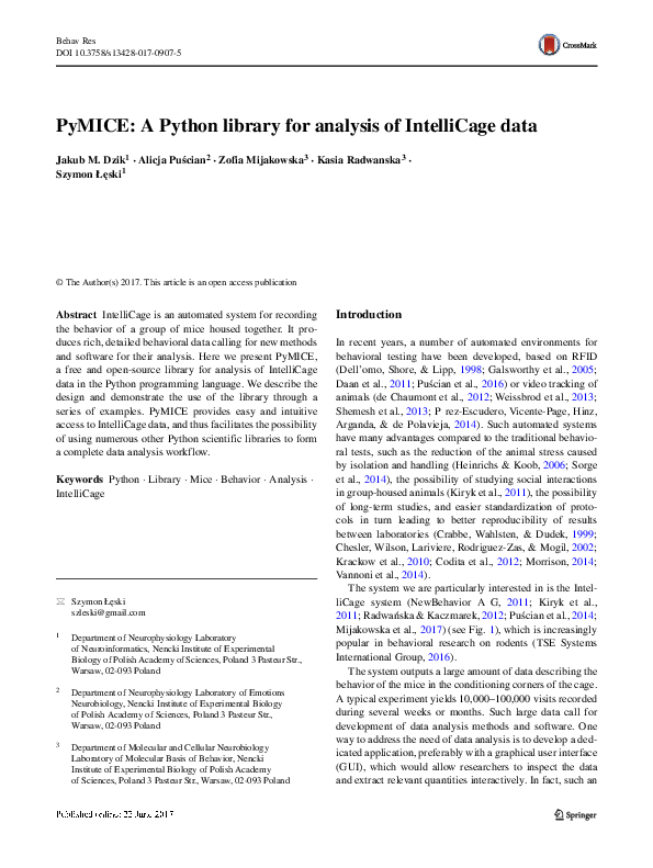 Pdf Pymice A Python Library For Analysis Of Intellicage Data