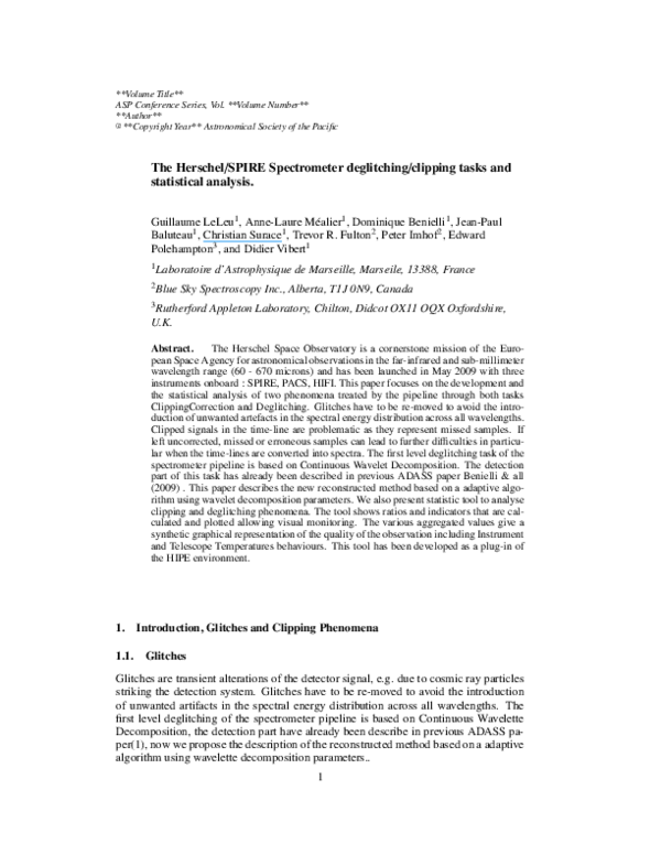 Pdf Glitch Detection And Signal Reconstruction Via Wavelet Analysis