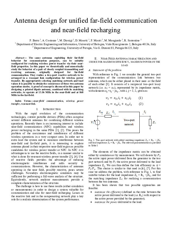 (PDF) Antenna design for unified far-field communication and near-field ...