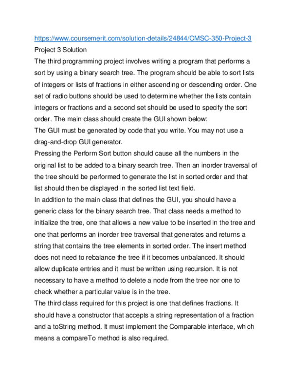 Doc Cmsc 350 Project 3 The Third Programming Project Involves Writing A Program That Performs A 