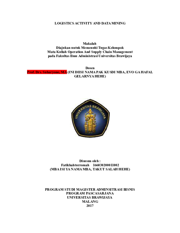 (DOC) LOGISTICS ACTIVITY AND DATA MINING