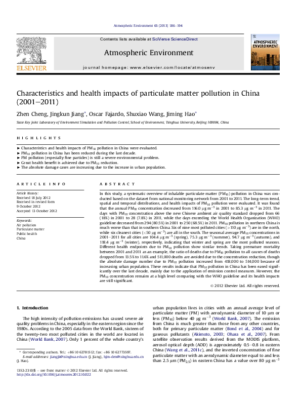 (PDF) Characteristics and health impacts of particulate matter ...