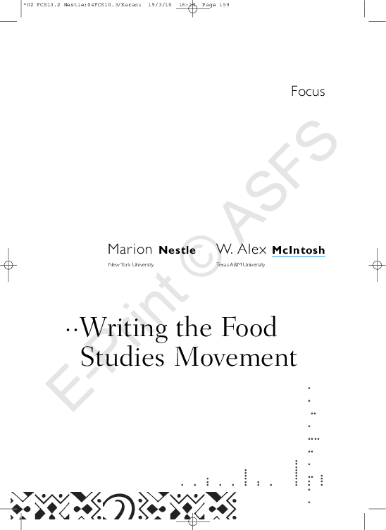 (PDF) Writing the Food Studies Movement