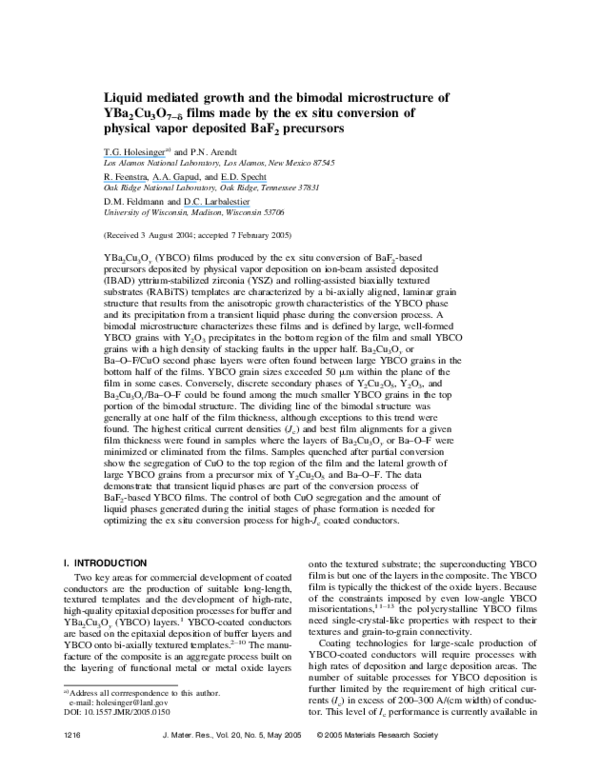 (PDF) Numerical Analysis of YBCO Crystal Growth in the TFA-MOD Process ...