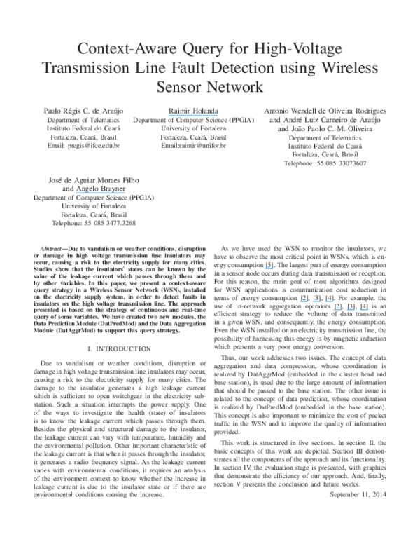 (PDF) Context-Aware Query for High-Voltage Transmission Line Fault Detection using Wireless ...