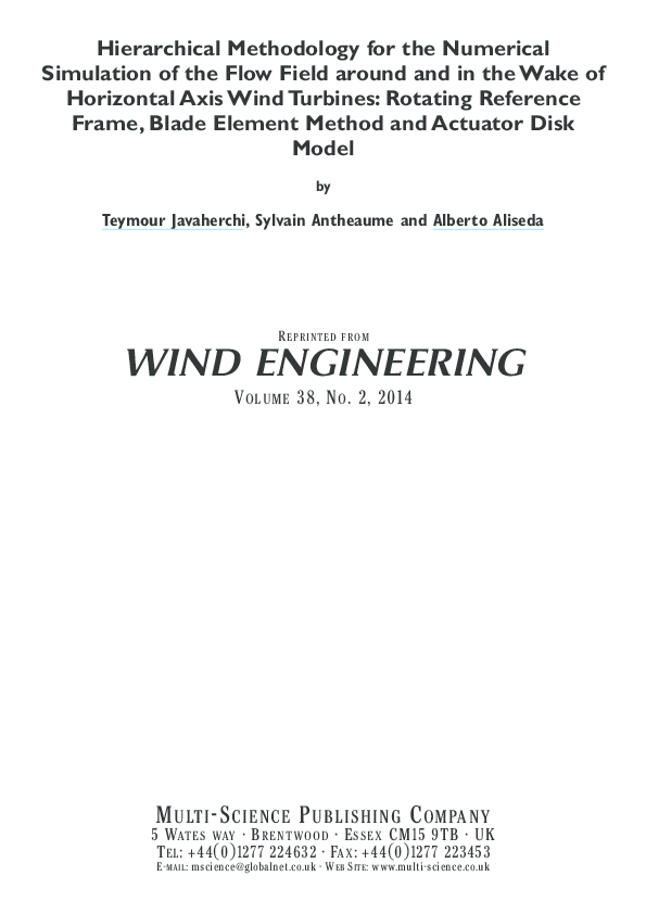 Pdf Hierarchical Methodology For The Numerical Simulation Of The Flow Field Around And In The