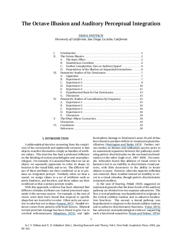 (PDF) The octave illusion and auditory perceptual integration