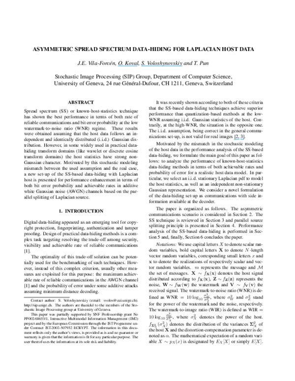 (PDF) Asymmetric spread spectrum data-hiding for Laplacian host data