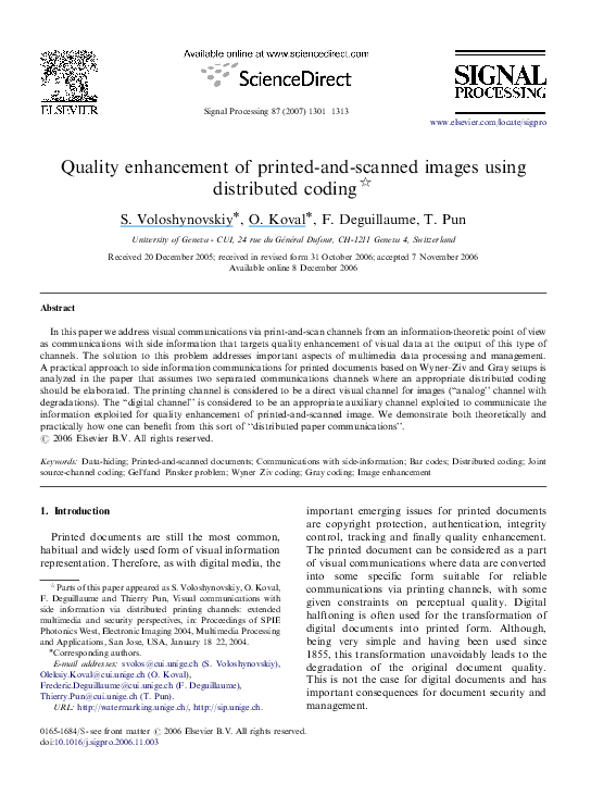 (PDF) Quality enhancement of printed-and-scanned images using ...