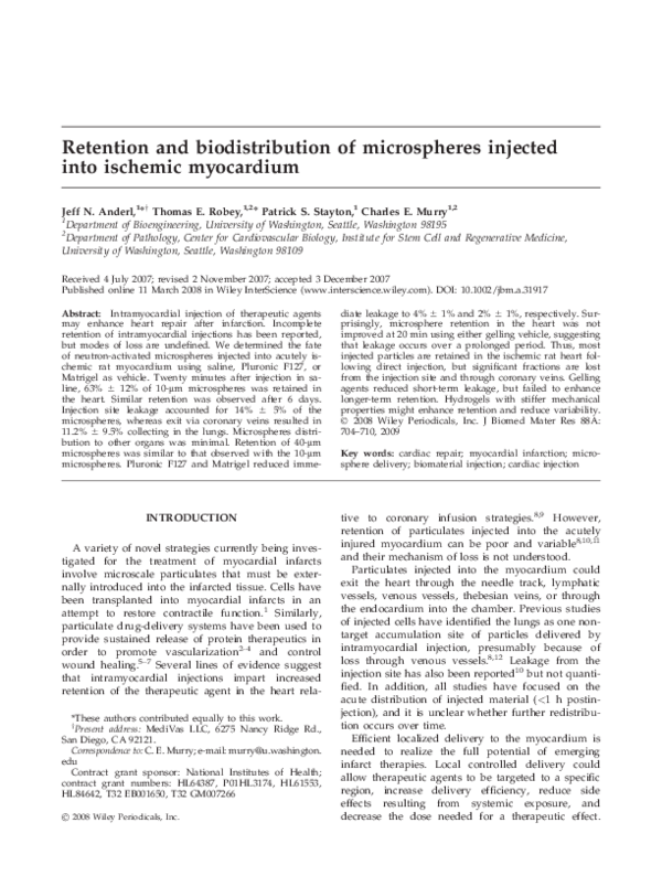 (PDF) Retention and biodistribution of microspheres injected into ...