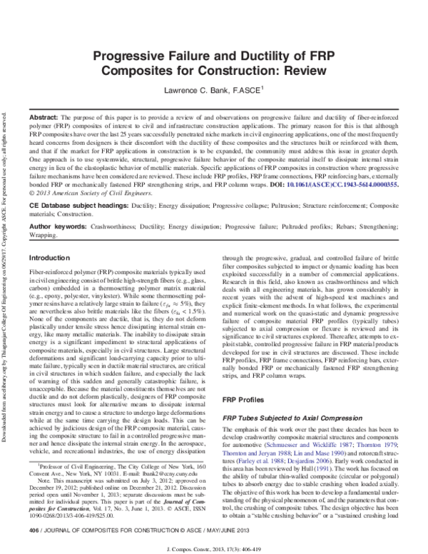 (PDF) Progressive Failure and Ductility of FRP Composites for ...