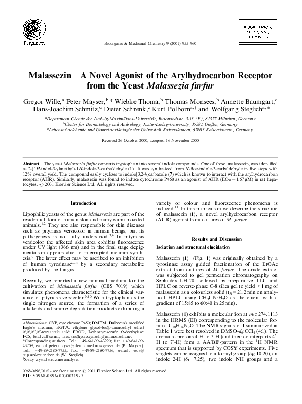 (PDF) Malassezin—a novel agonist of the Arylhydrocarbon receptor from ...