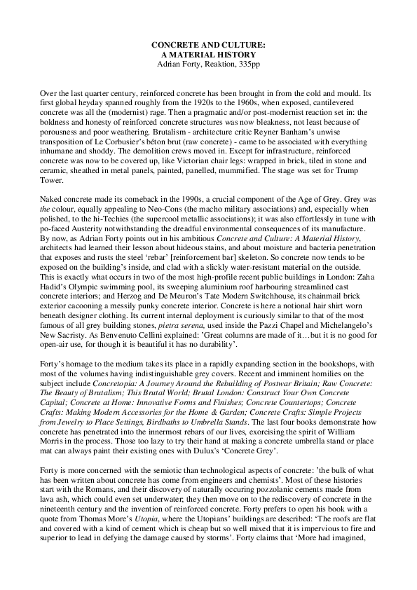 (DOC) book review of Adrian Forty, Concrete and Culture