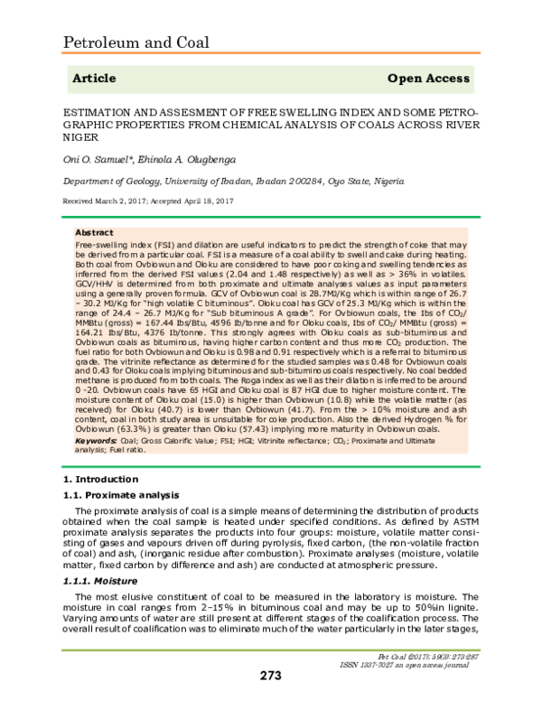 (PDF) ESTIMATION AND ASSESMENT OF FREE SWELLING INDEX AND SOME PETRO- GRAPHIC PROPERTIES FROM ...