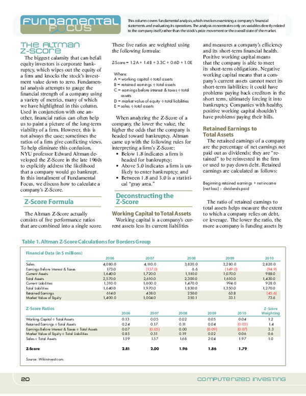 (PDF) The Altman Z-Score