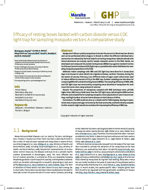 (PDF) Efficacy of resting boxes baited with Carbon dioxide versus CDC ...