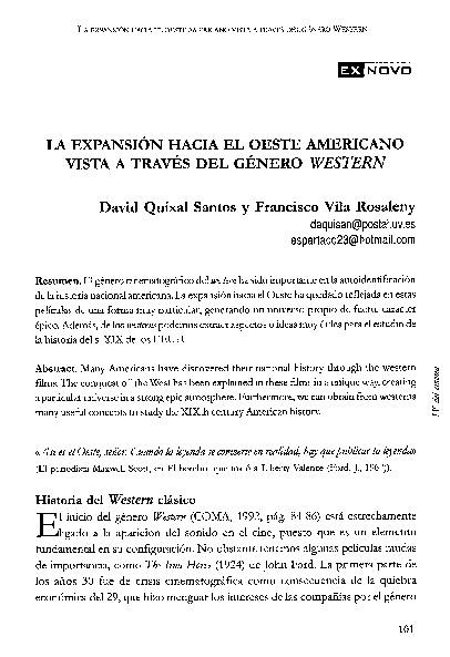 (PDF) La expansión hacia el oeste americano vista a través del género ...