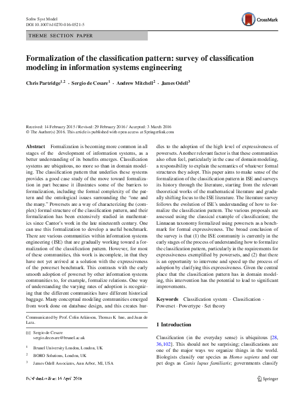 Pdf Formalization Of The Classification Pattern Survey Of