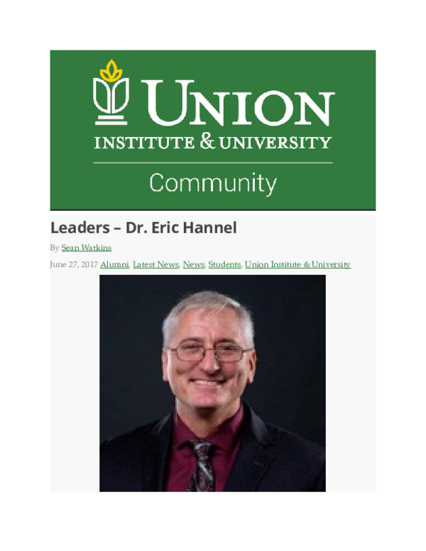 (DOC) Leaders – Dr. Eric Hannel