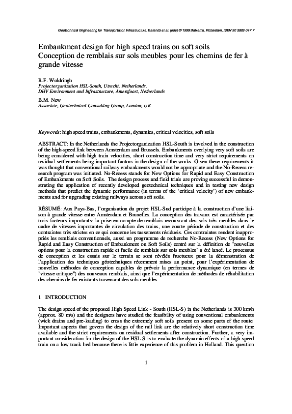 (PDF) Embankment design for high speed trains on soft soils Conception ...