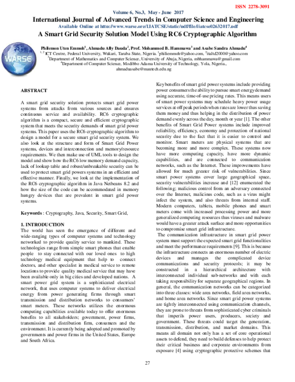 Pdf A Smart Grid Security Solution Model Using Rc6 Cryptographic 6279