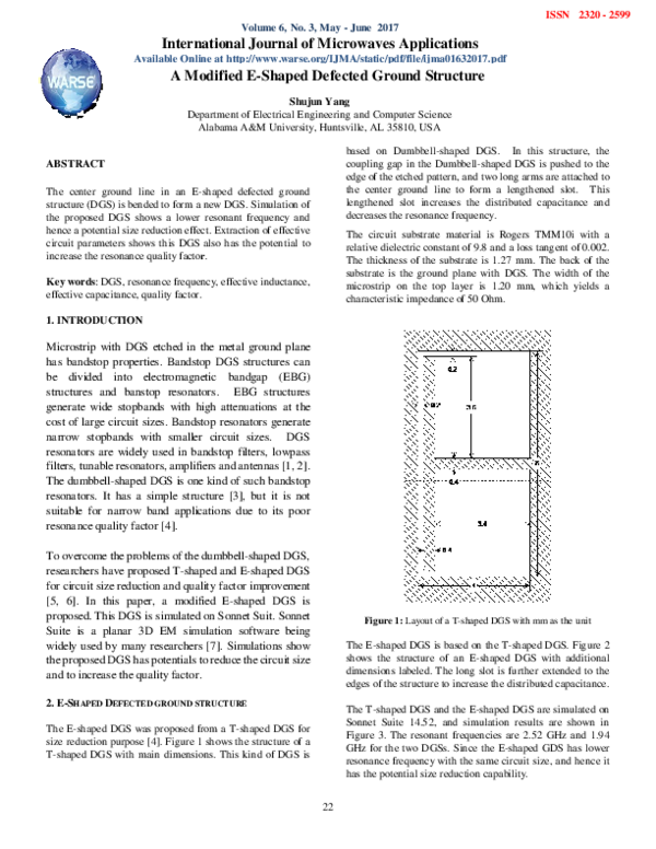 (PDF) A Modified E-Shaped Defected Ground Structure