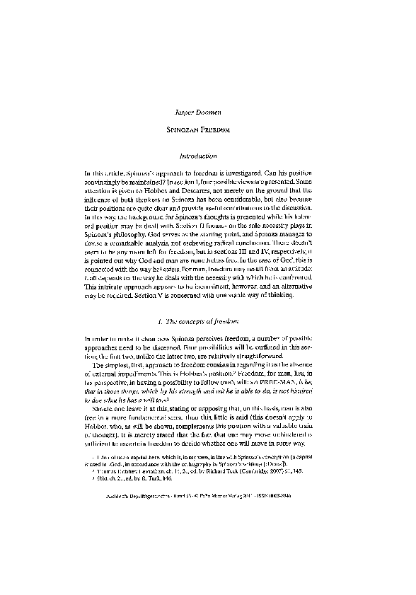 (PDF) J. Doomen, Spinozan Freedom
