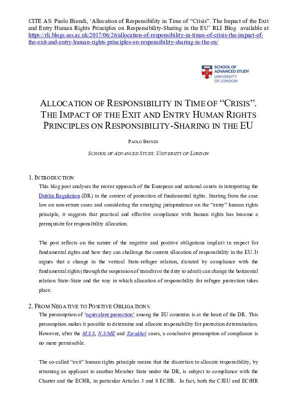 (PDF) Allocation of Responsibility in Time of “Crisis”. The Impact of ...
