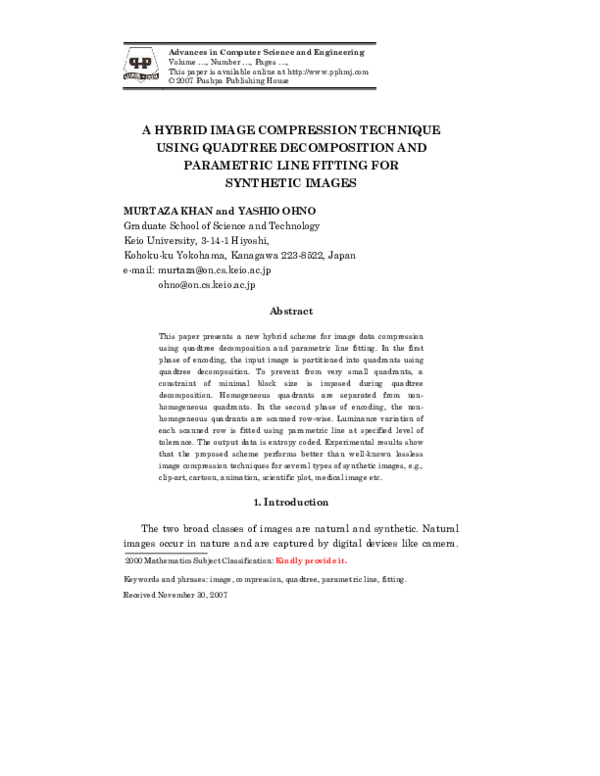Pdf A Hybrid Image Compression Technique Using Quadtree Decomposition And Parametric Line