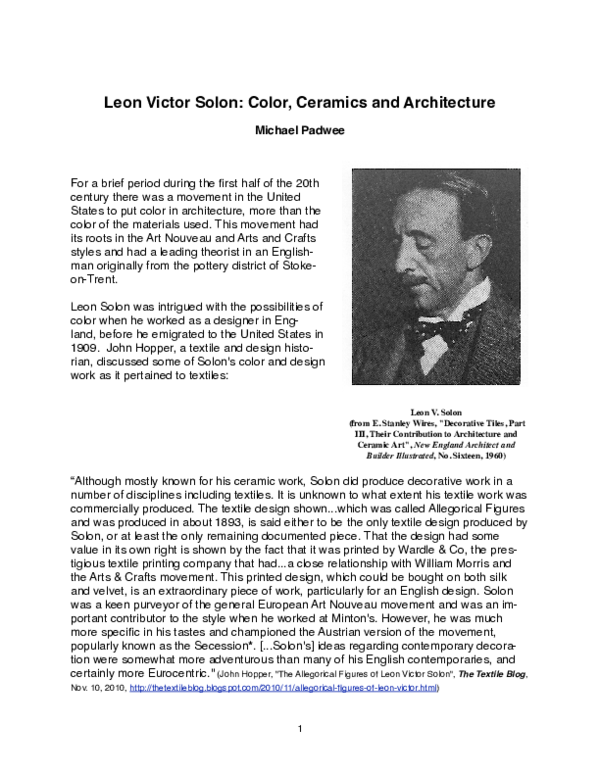 (PDF) Leon Victor Solon: Color, Ceramics and Architecture
