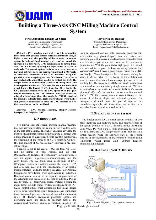 (PDF) Building a Three-Axis CNC Milling Machine Control System