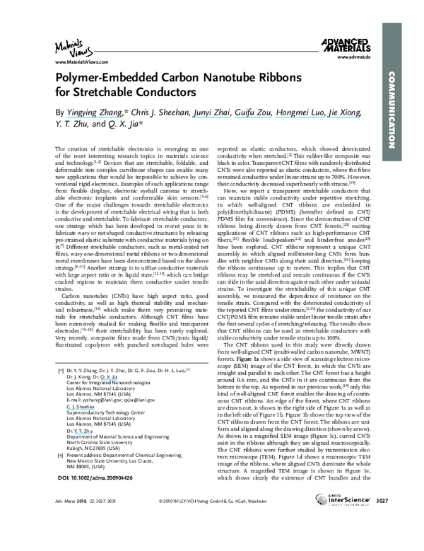 (PDF) Polymer-Embedded Carbon Nanotube Ribbons for Stretchable Conductors