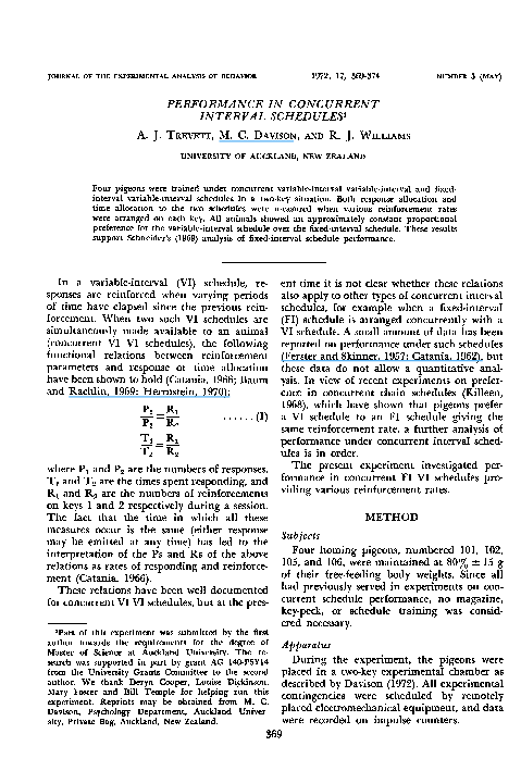 (PDF) Performance in concurrent interval schedules: a systematic replication1