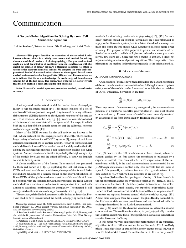 (PDF) A Second-Order Algorithm for Solving Dynamic Cell Membrane Equations | Aslak Tveito ...