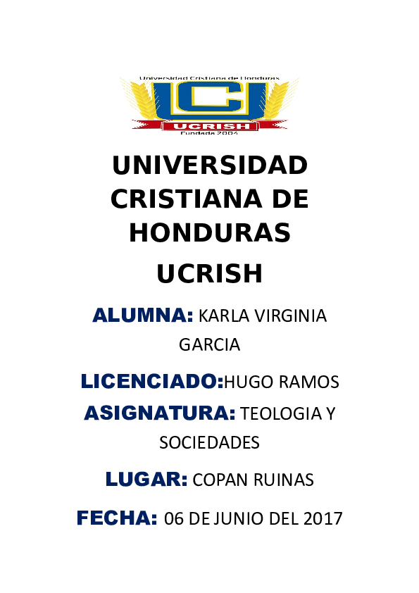 (DOC) UNIVERSIDAD CRISTIANA DE HONDURAS UCRISH