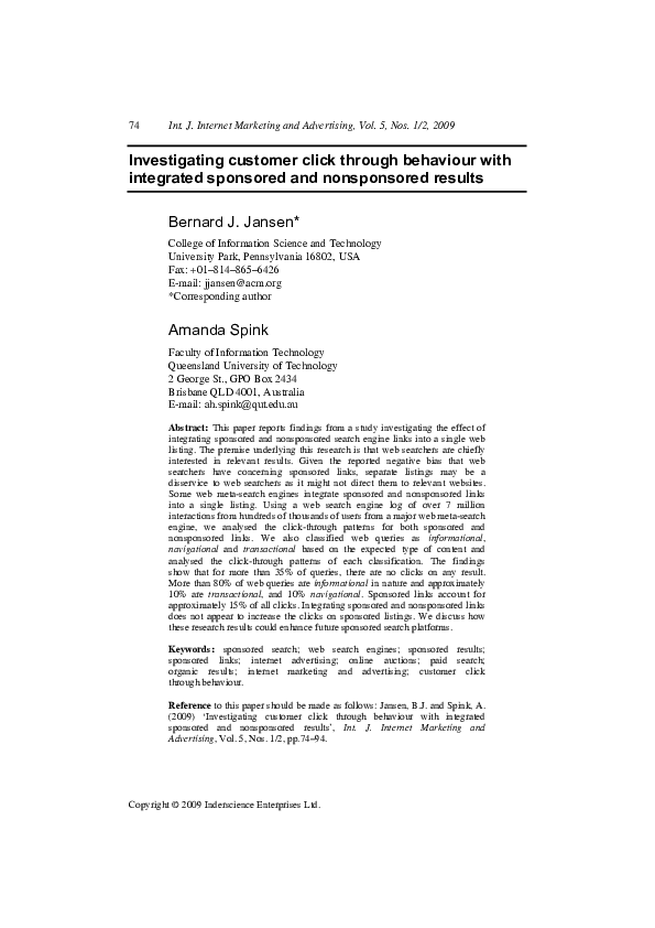 (PDF) Investigating customer click through behaviour with integrated ...