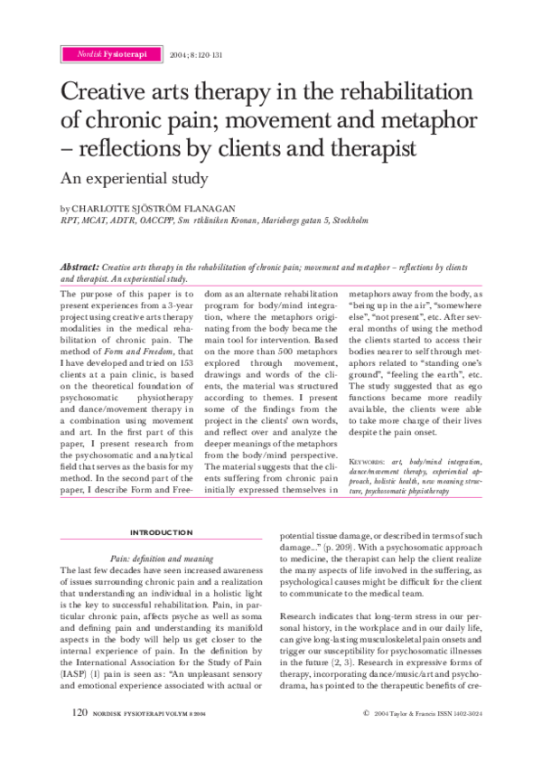 (PDF) Creative arts therapy in the rehabilitation of chronic pain ...