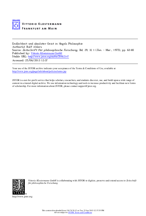 (PDF) Endlichkeit und absoluter Geist in Hegels Philosophie
