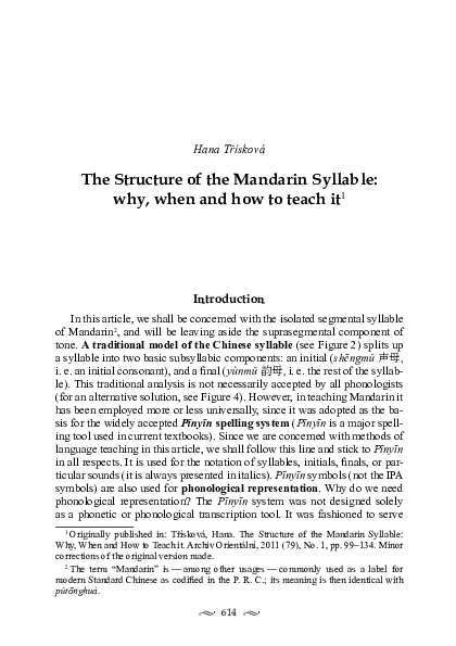 The structure of the Mandarin syllable: why, when and how to teach it ...