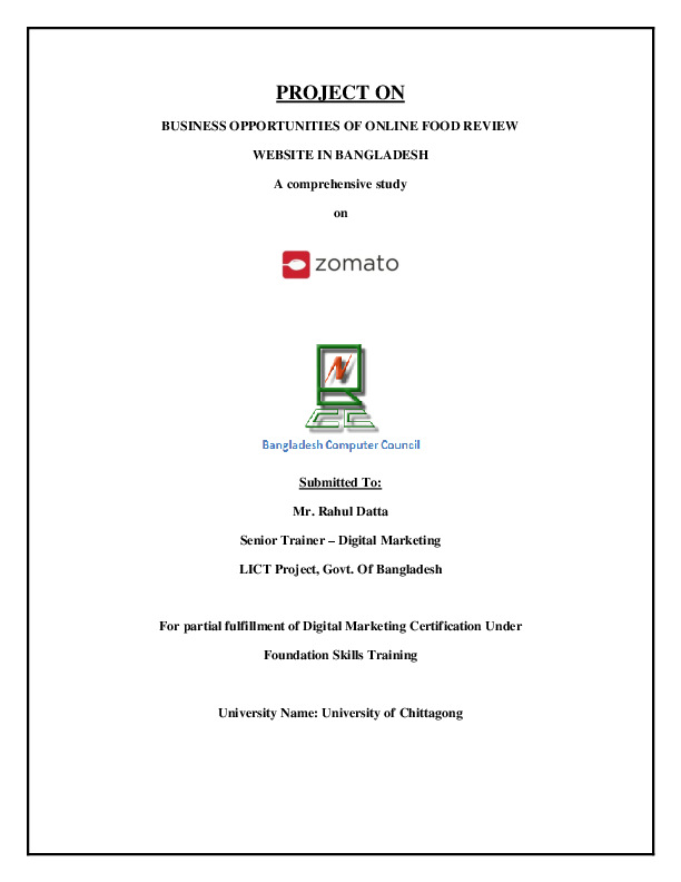 (DOC) PROJECT ON Zomato