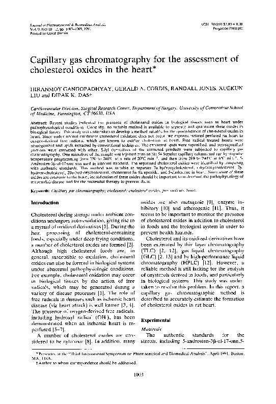 (PDF) Capillary gas chromatography for the assessment of cholesterol ...