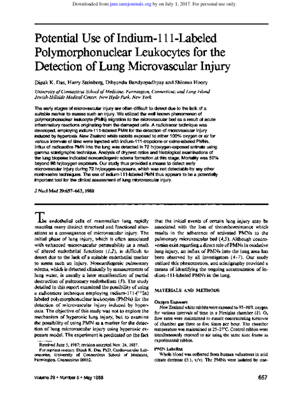 (PDF) Potential use of indium-111-labeled polymorphonuclear leukocytes ...