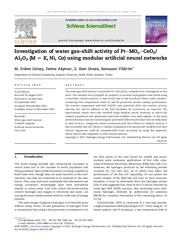 (PDF) Investigation of water gas-shift activity of Pt–MOx–CeO2/Al2O3 (M = K, Ni, Co) using ...