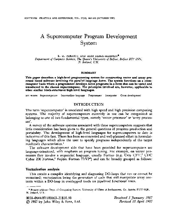 (PDF) A supercomputer program development system