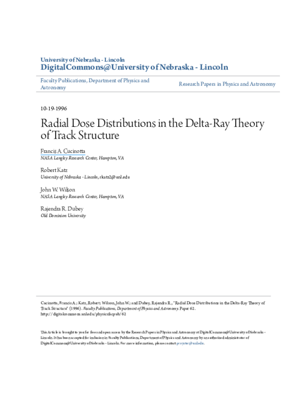 (PDF) Radial dose distributions in the delta-ray theory of track structure