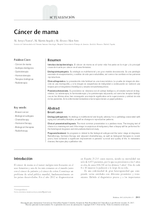 (PDF) Cáncer de mama