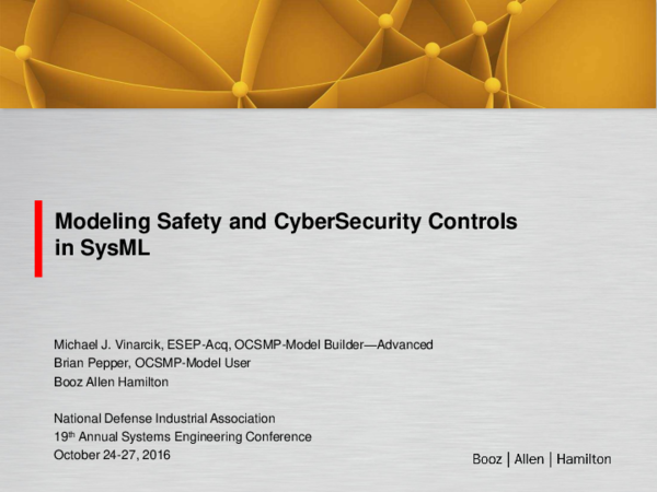 Modeling Safety and Cybersecurity Controls in SysML
